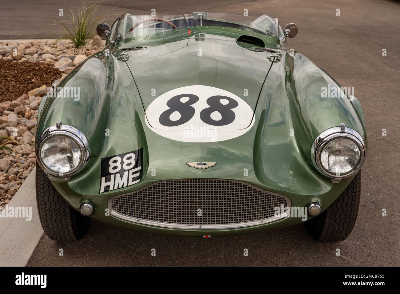 Front view of a rare British-made 1956 Aston Martin DB3S former racing ...