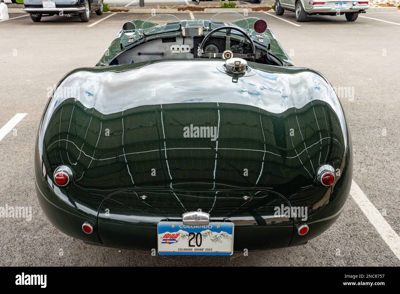 Rear view of a rare British-built 1952 Jaguar C-Type former racing ...