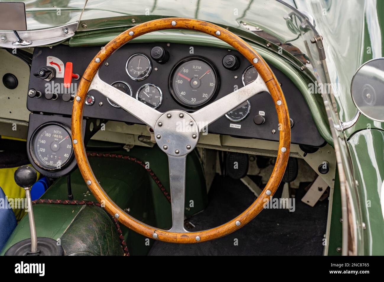 Cockpit of a rare British-built 1956 Aston Martin DB3S former racing ...