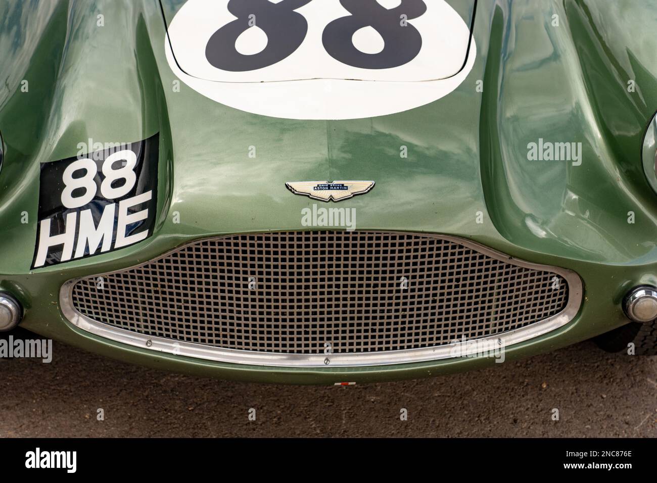 Front view of a rare British-made 1956 Aston Martin DB3S former racing ...
