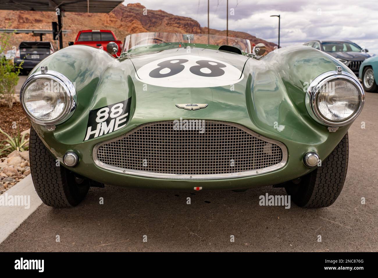 Front view of a rare British-made 1956 Aston Martin DB3S former racing ...