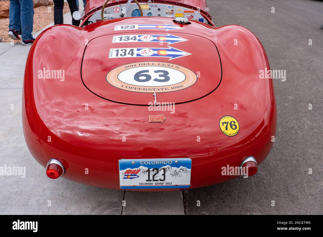 Rear view of a rare 1954 Maserati A6 GCS race car in the Colorado Grand ...