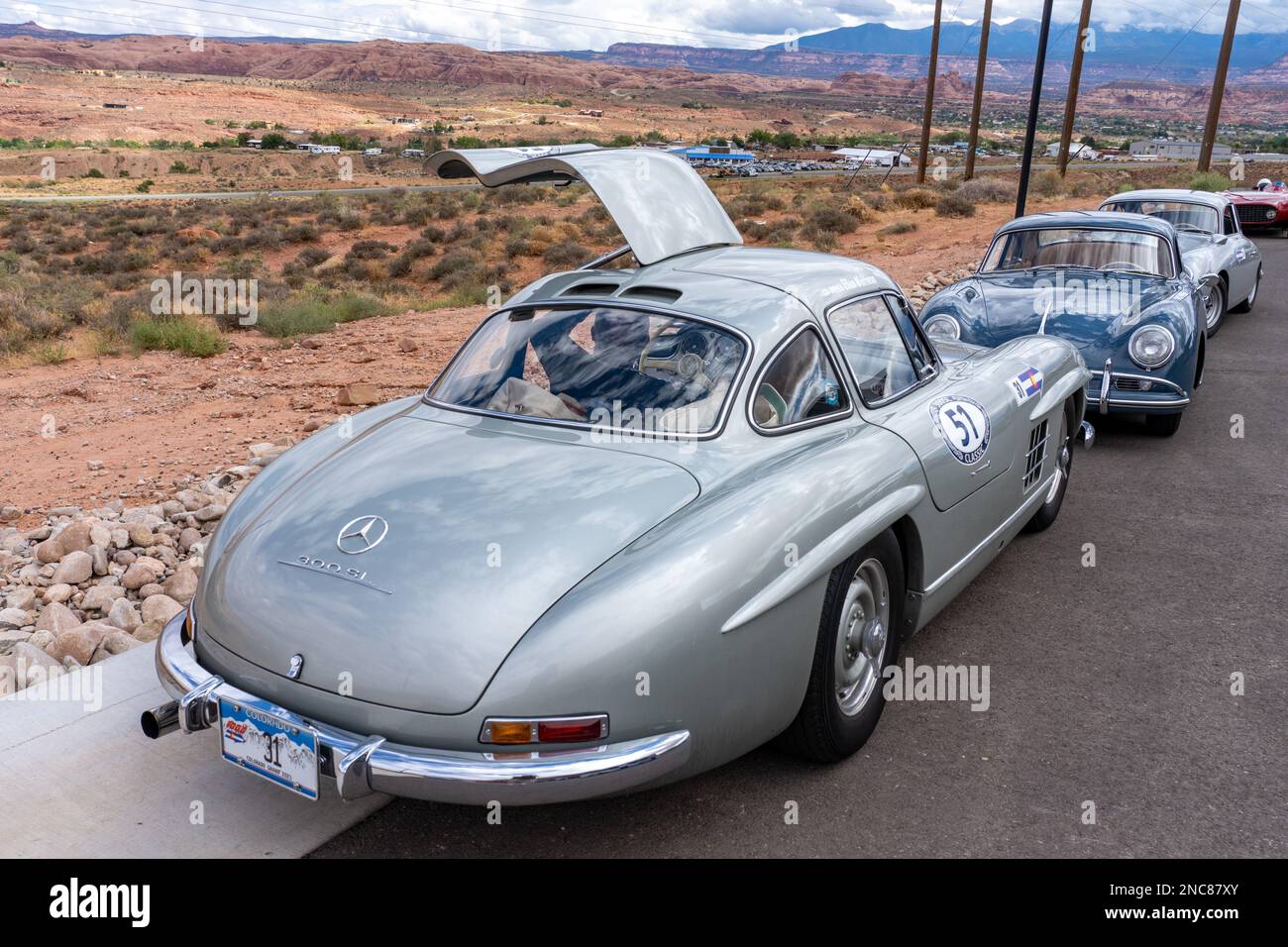 A German-built 1955 Mercedes-Benz 300 SL Gull-wing sports car in the ...