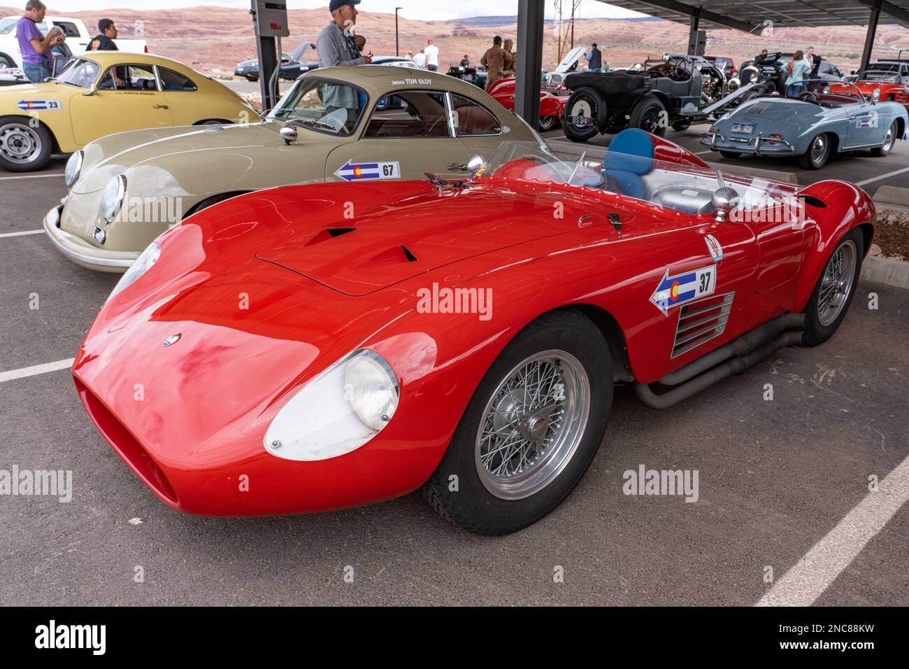 A 1955 Maserati 300S race car & a 1958 Porsche 356A sports car in the ...