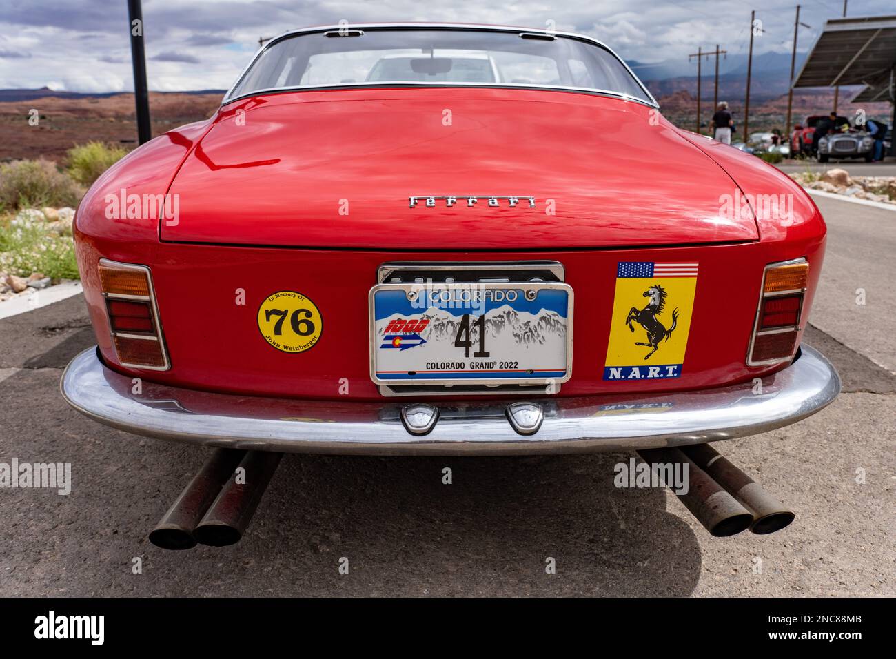 Rear view of a 1958 Ferrari 250 GT Drogo Berlinetta sports car in the ...