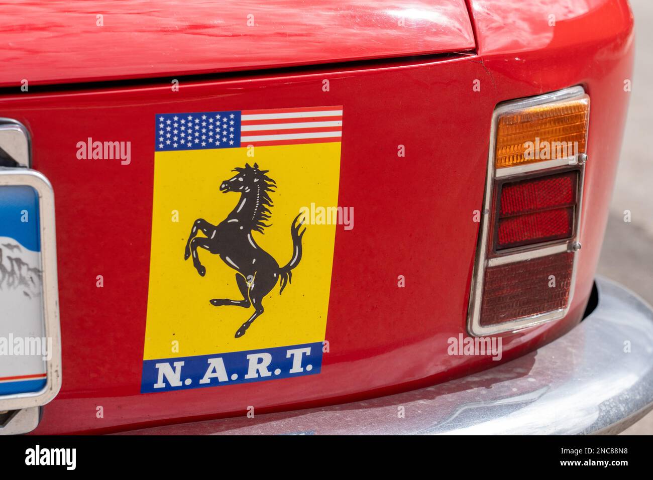 Detail of a 1958 Ferrari 250 GT Drogo Berlinetta sports car in the ...