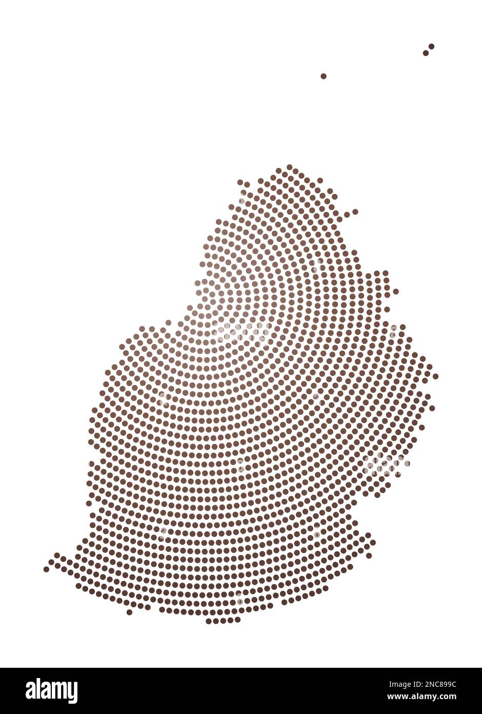Mauritius dotted map. Digital style shape of Mauritius. Tech icon of the island with gradiented ...