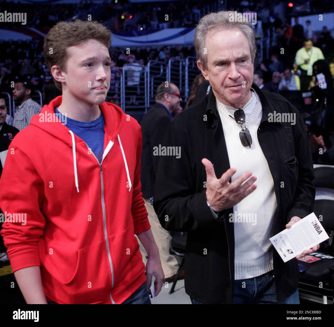 Warren Beatty and his son Benjamin arrive for the NBA basketball All ...