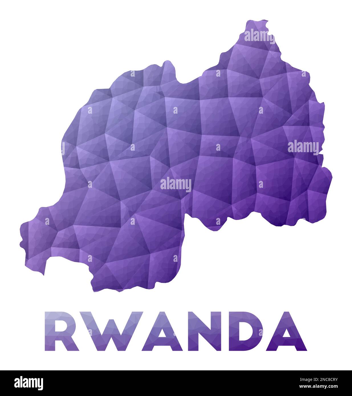 Map of Rwanda. Low poly illustration of the country. Purple geometric ...