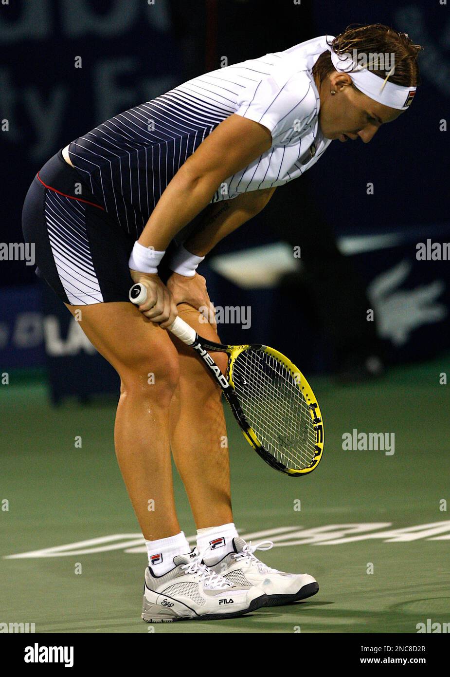 Russia's Svetlana Kuznetsova reacts after losing a point opposite ...