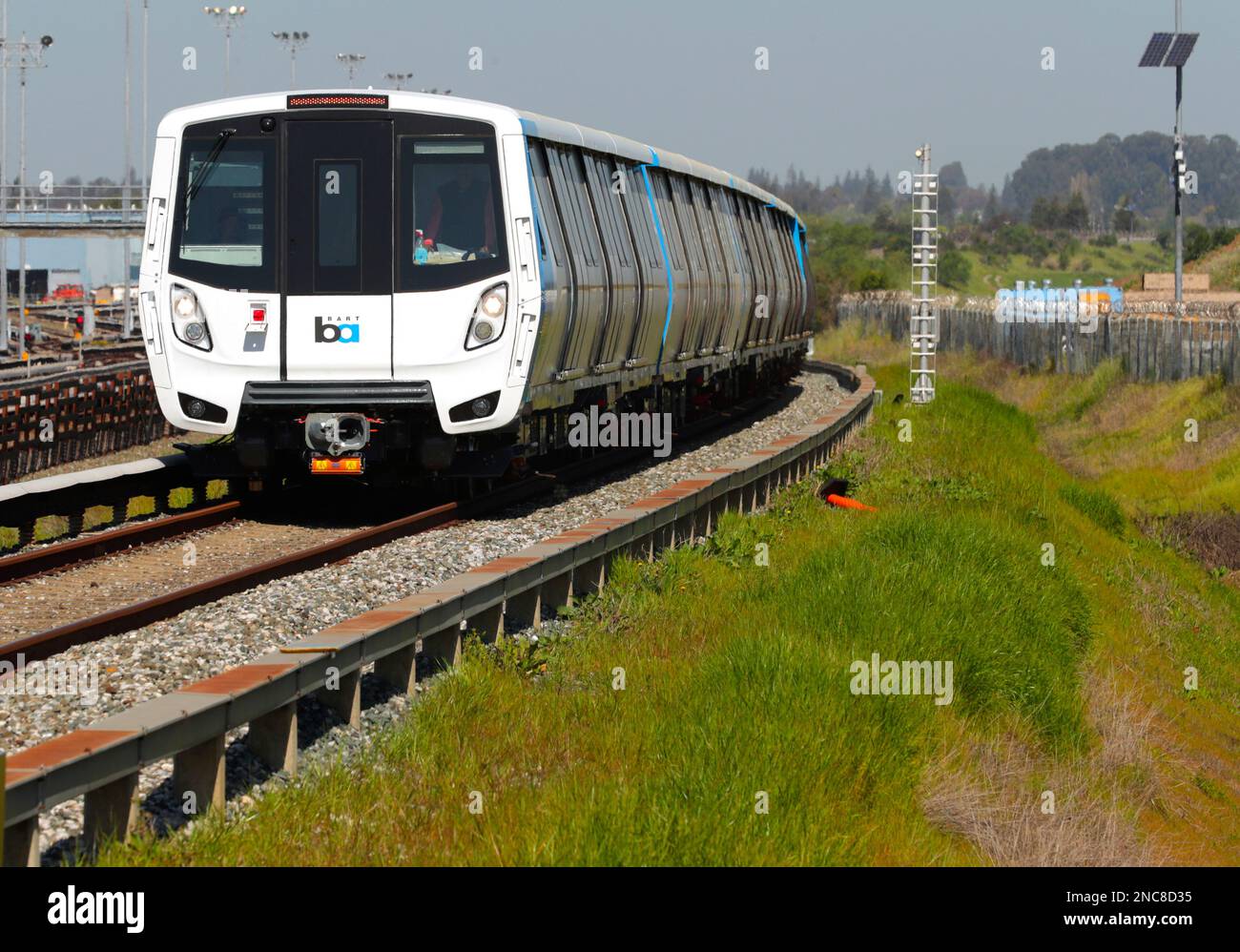 The new BART cars, move along the test track at the BART maintenance ...
