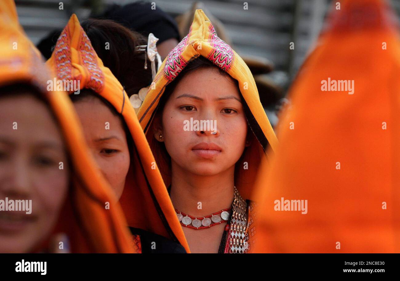 A tribal girl looks on during Arunachal Pradesh statehood day ...