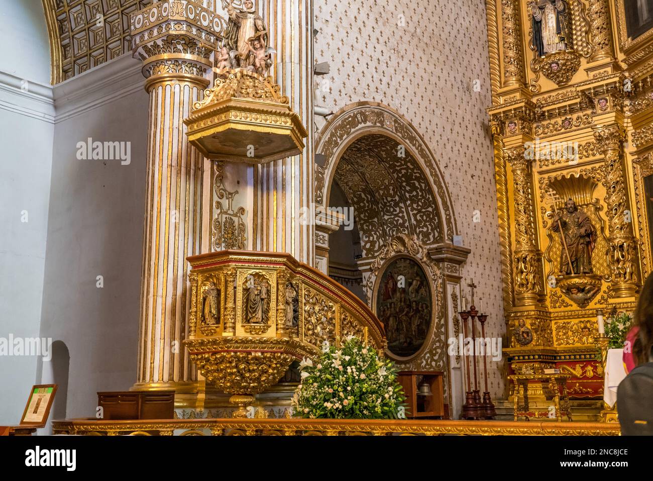 The gilded pulpit of the very ornate Church of Santo Domingo de Guzman ... The gilded pulpit of the very ornate Church of Santo Domingo de Guzman ...