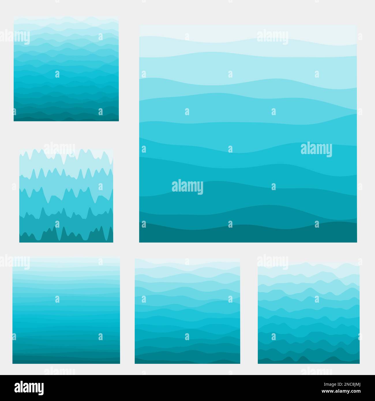 Abstract waves background collection. Curves in cyan colors. Beautiful ...