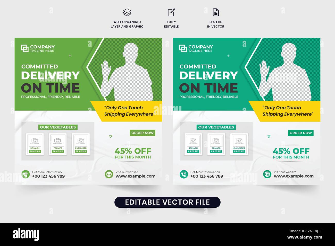 Shipping and delivery service promotional web banner design with yellow ...