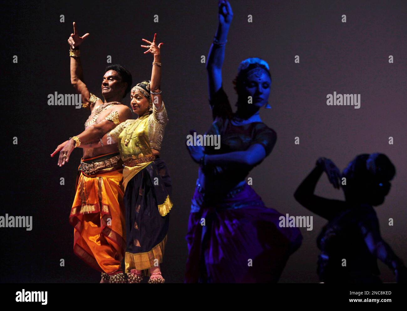In this Friday, Feb. 18, 2011 photo, Indian dancers Raja Reddy, left ...