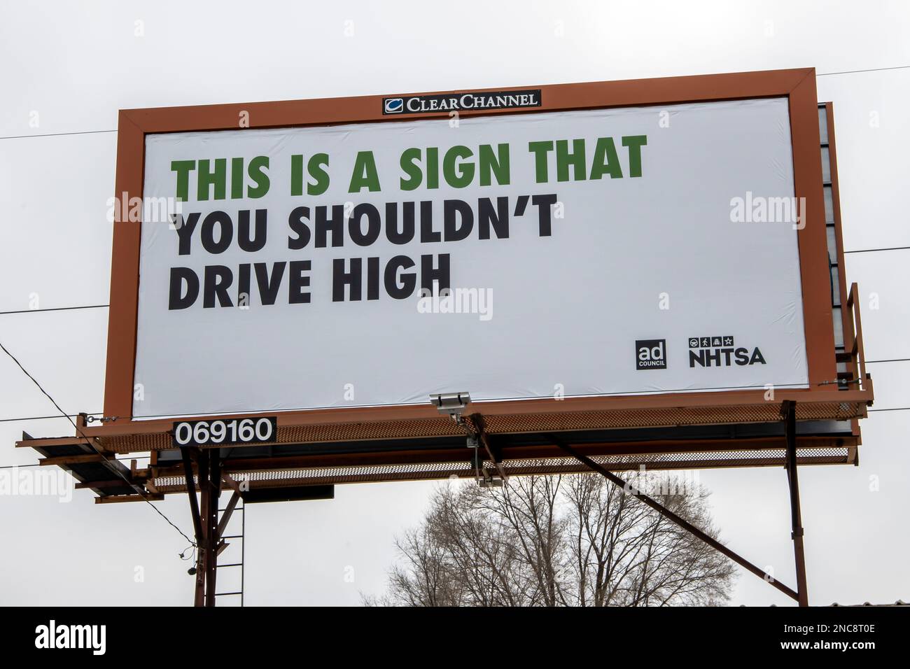 St. Paul, Minnesota. A billboard sign that says you shouldn't drive ...
