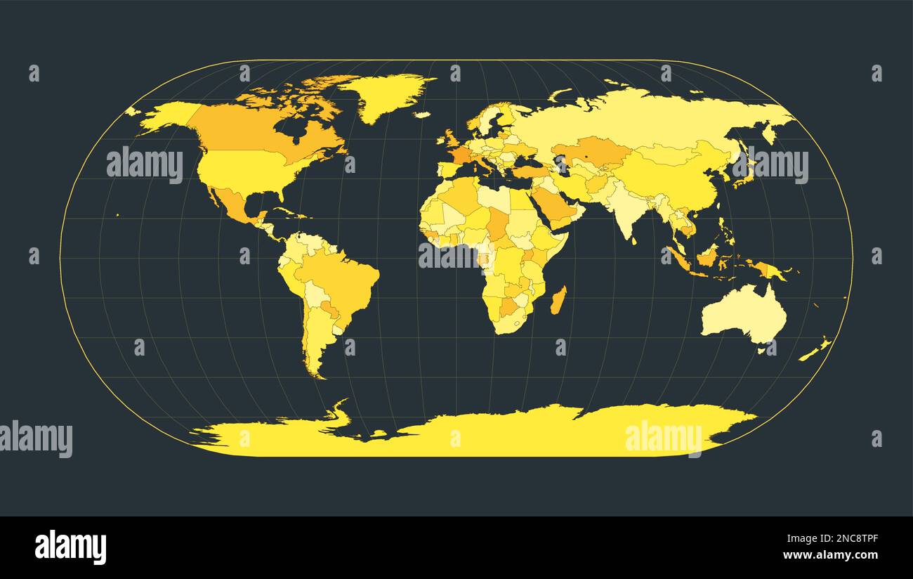 World Map. Eckert III projection. Futuristic world illustration for ...