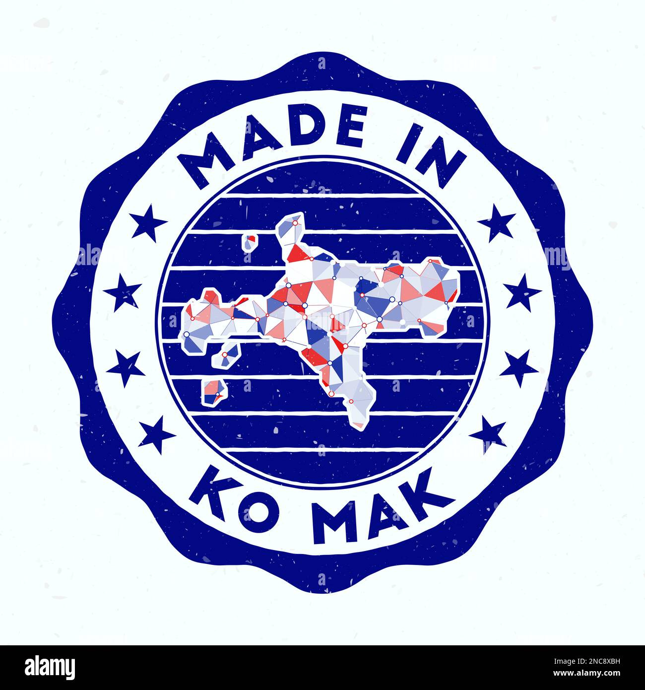 Made in Ko Mak. Island round stamp. Seal of Ko Mak with border shape ...