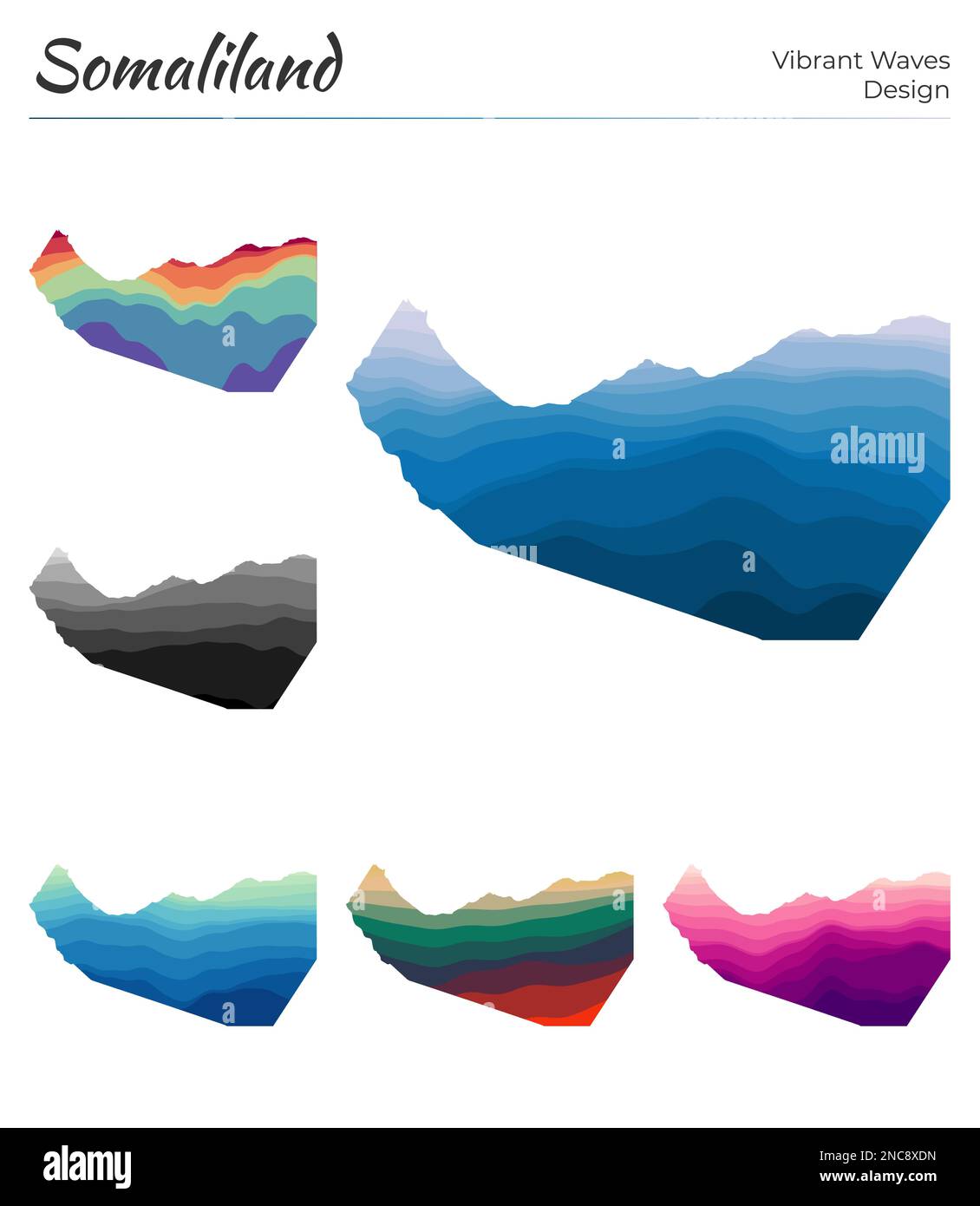 Set of vector maps of Somaliland. Vibrant waves design. Bright map of ...