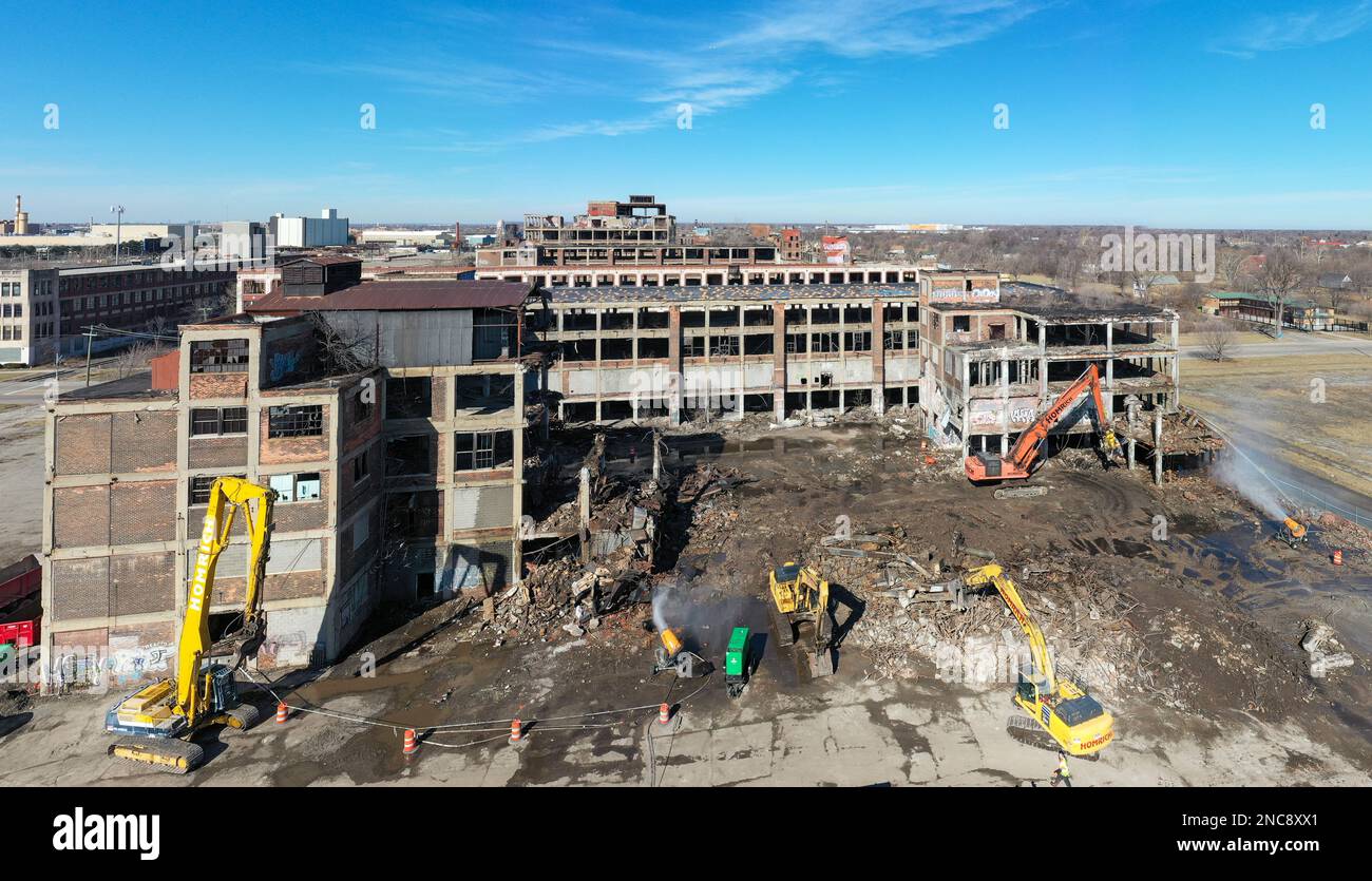 Detroit, Michigan - Demolition of a part of the abandoned Packard auto ...
