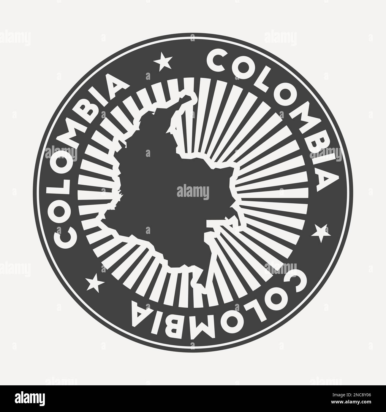 Colombia round logo. Vintage travel badge with the circular name and ...