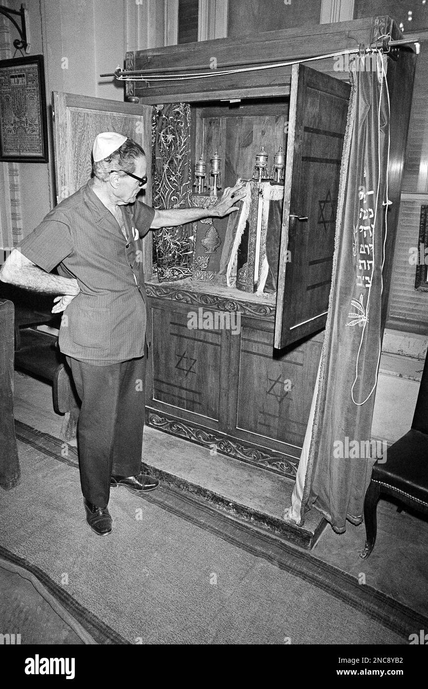 The repository for the sacred scrolls of Torah in Cairo, Egypt on July ...
