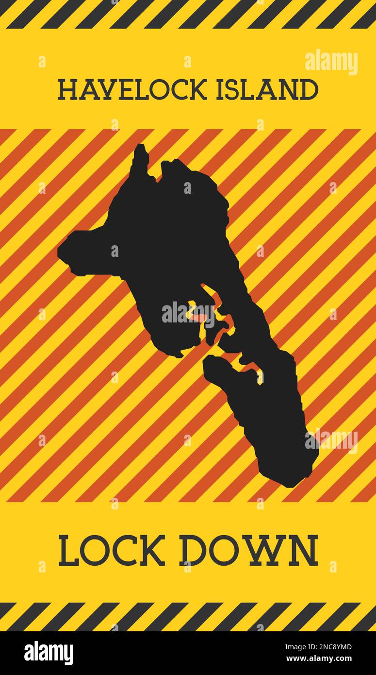 Havelock Island Lock Down Sign. Yellow island pandemic danger icon ...