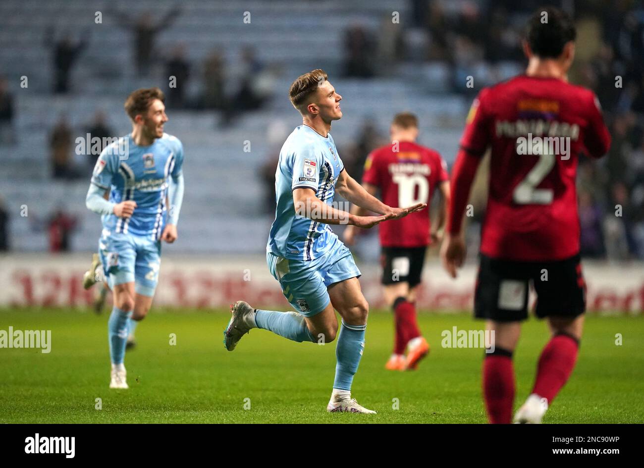 Coventry City's Viktor Gyokeres (centre) celebrates scoring their side ...