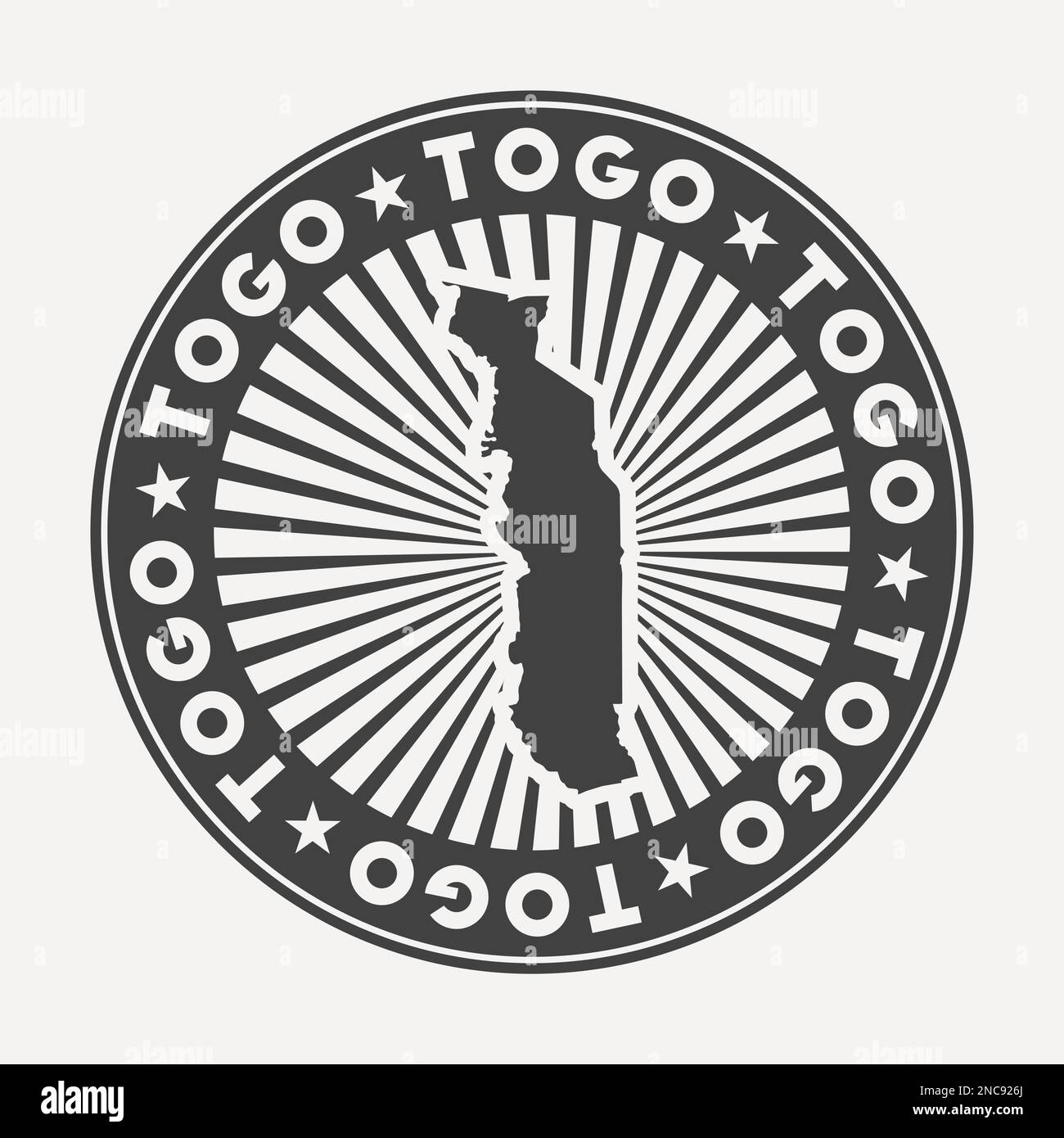 Togo round logo. Vintage travel badge with the circular name and map of ...
