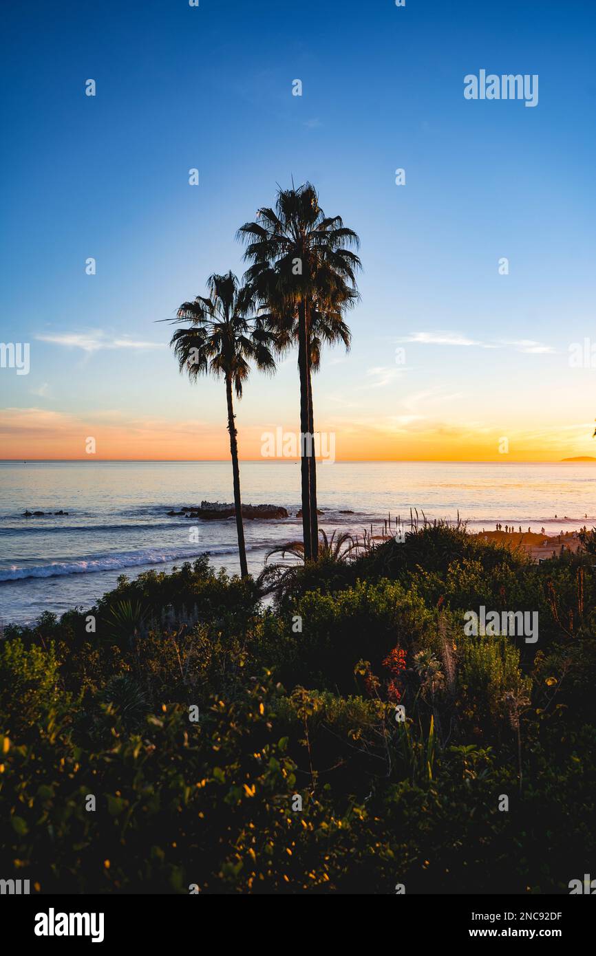 A view of Laguna Beach sunset at the beach. Laguna Beach is located in southern California Stock ...