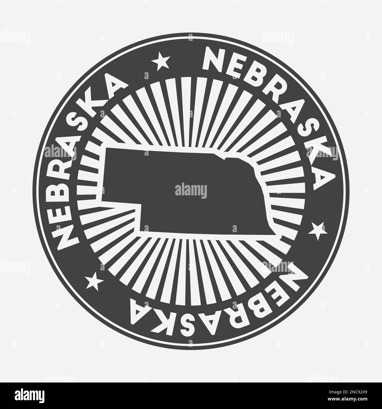 Nebraska round logo. Vintage travel badge with the circular name and ...