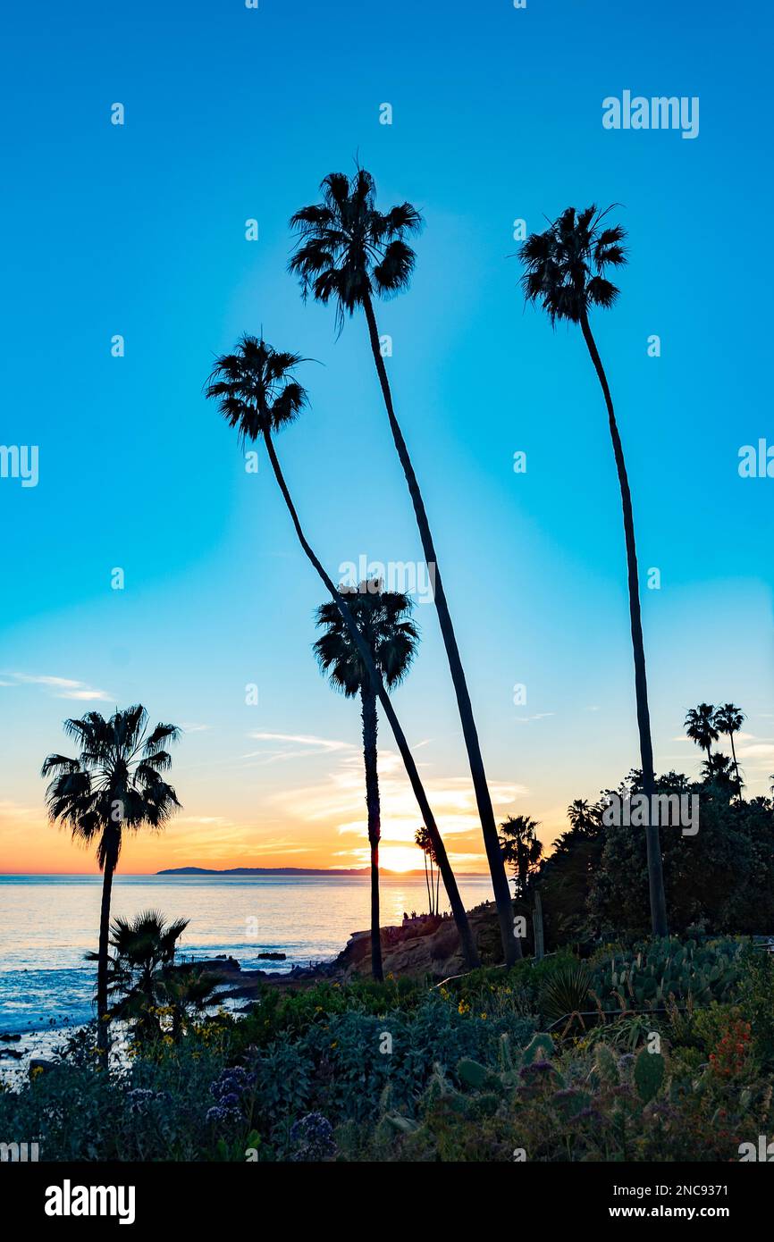 A view of Laguna Beach sunset at the beach. Laguna Beach is located in southern California Stock ...