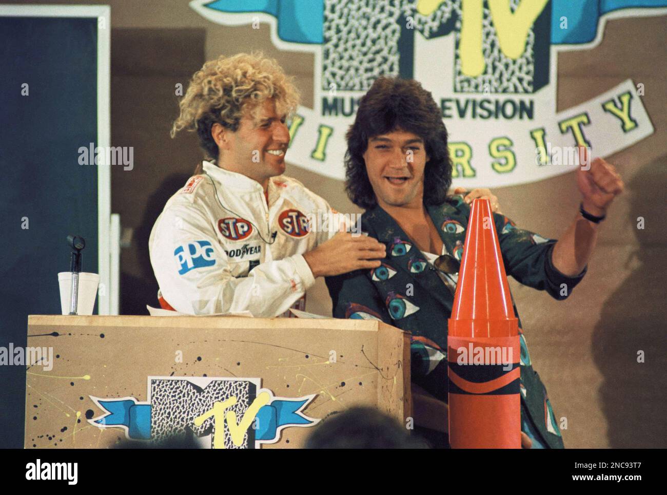 Rock musicians Sammy Hagar, left, and Eddie Van Halen, right, at the ...