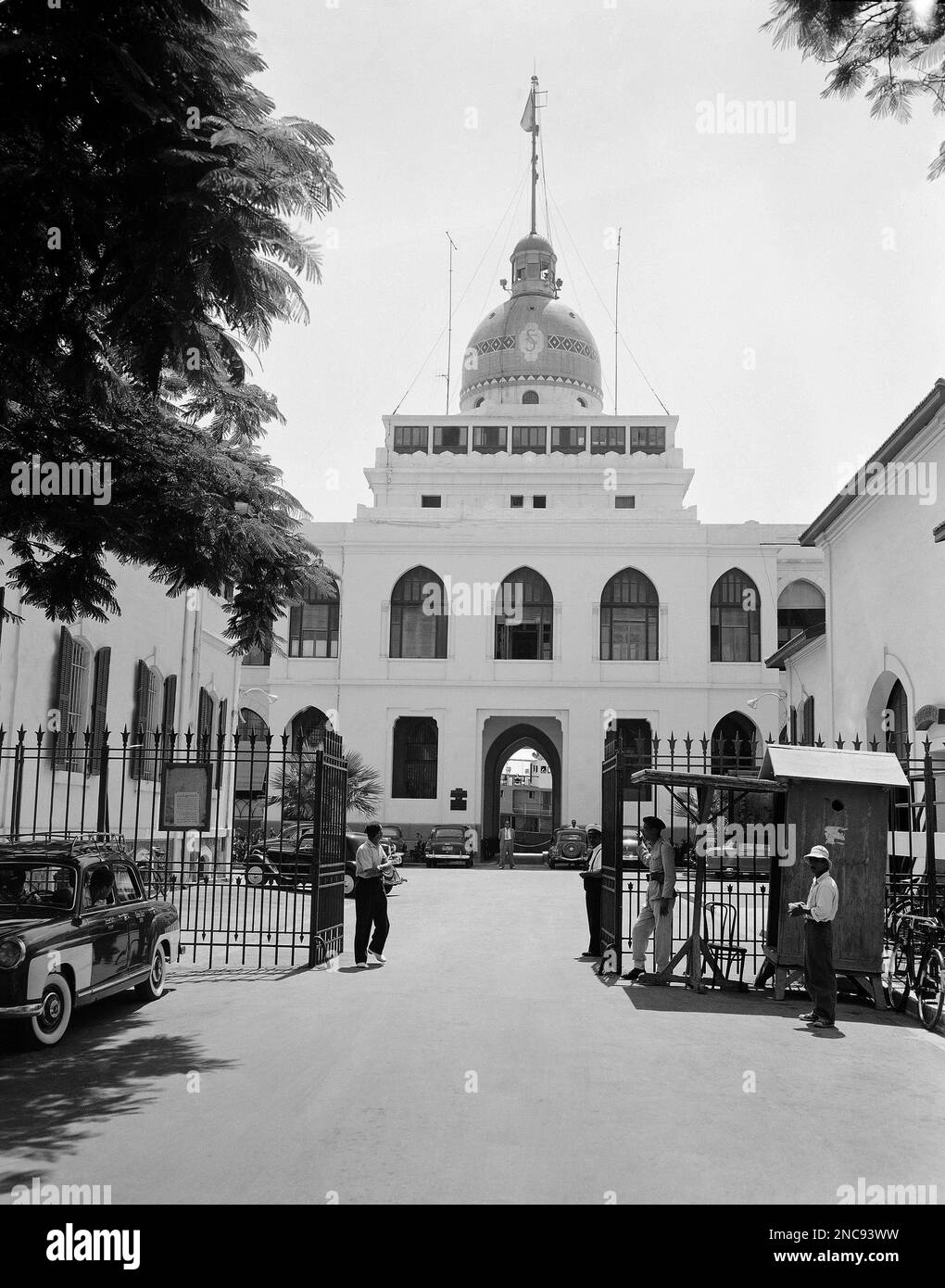 The Egyptian flag from the flagpole of the Suez canal company’s ...