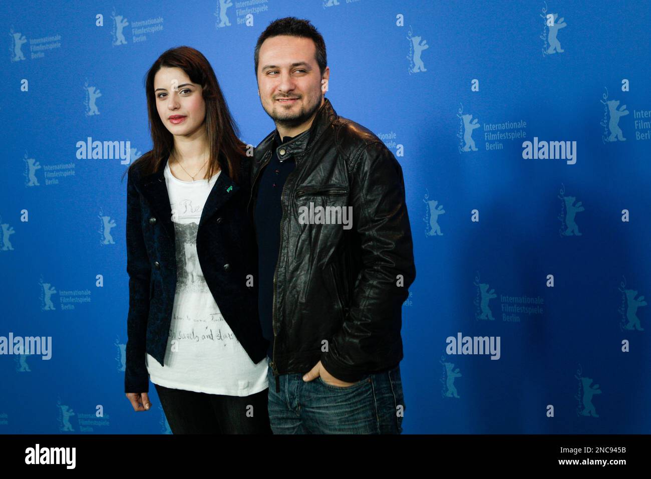Actress Guenes Sayin and Director Seyfi Teoman, from left, attend a ...