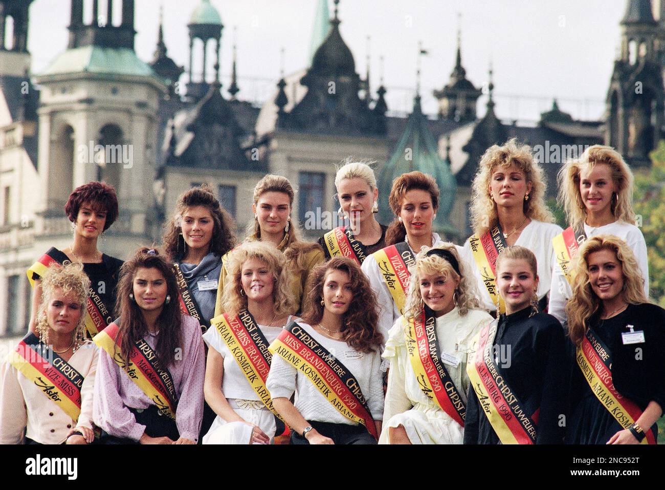 Fourteen Beauty-Queens from East Germany present themselves in front of ...