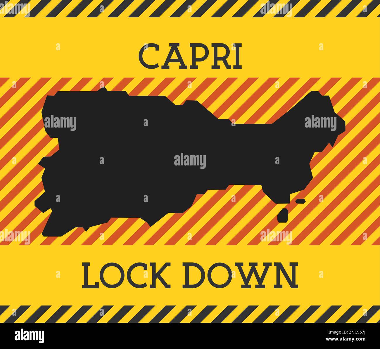 Capri Lock Down Sign. Yellow island pandemic danger icon. Vector ...