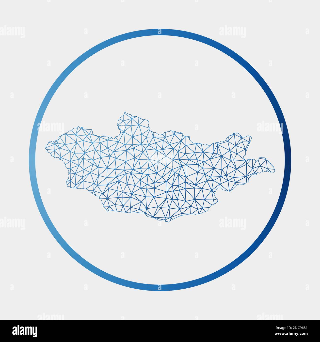Mongolia icon. Network map of the country. Round Mongolia sign with gradient ring. Technology ...