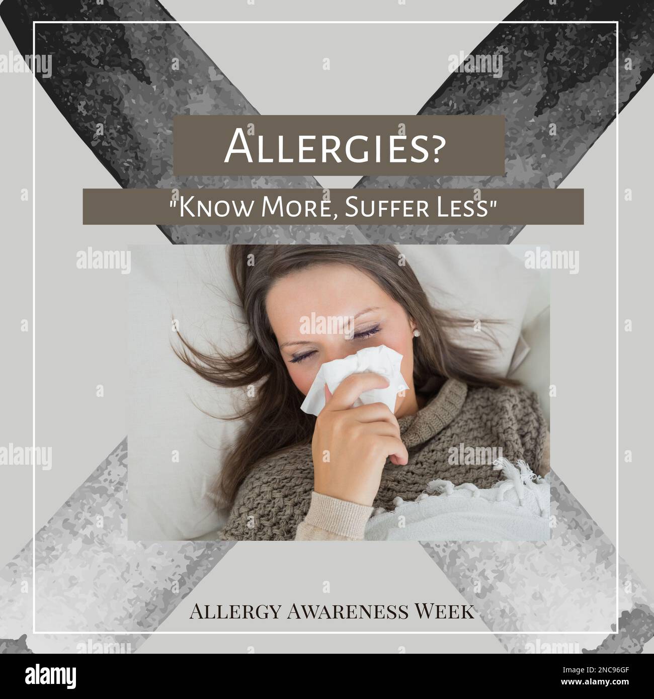 Composition of allergy awareness week text over caucasian woman holding ...