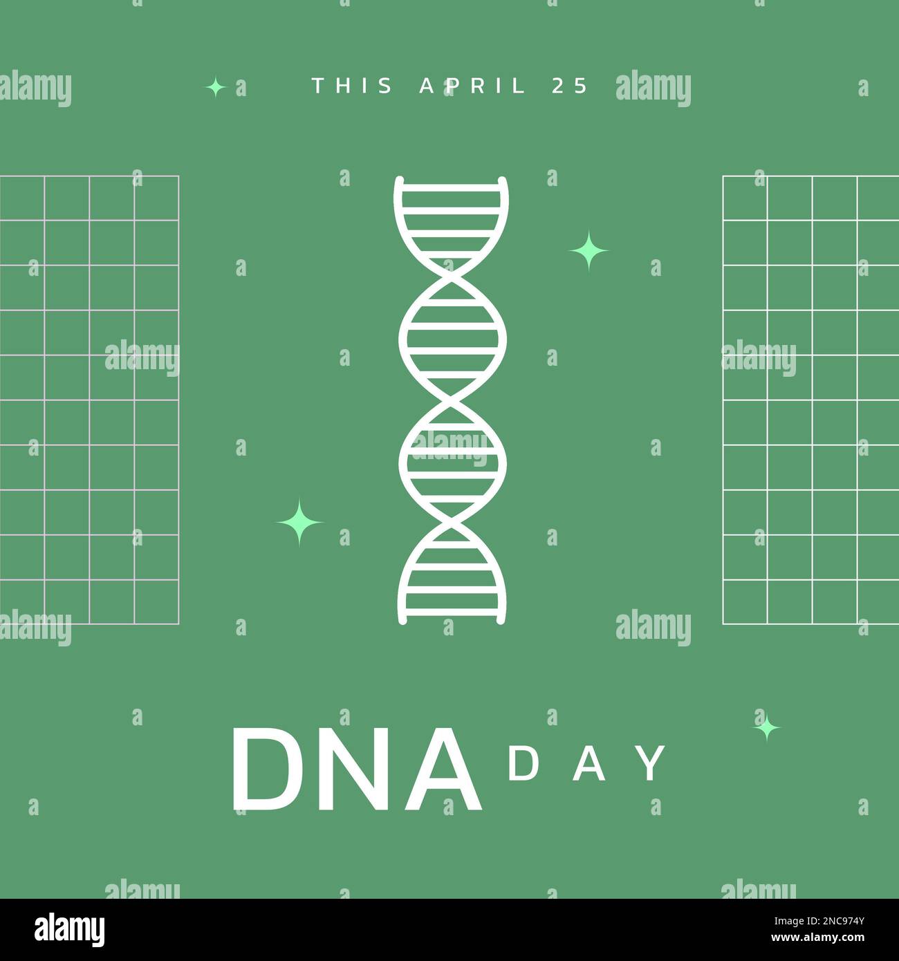 Composition of dna day text over dna strand on green background. Dna day, science and research ...