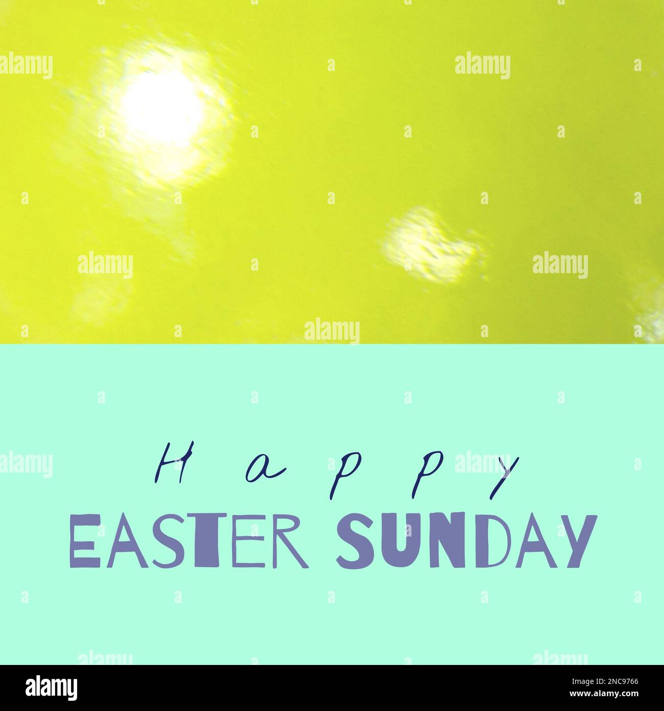 Composition of happy easter sunday text on green and blue background ...