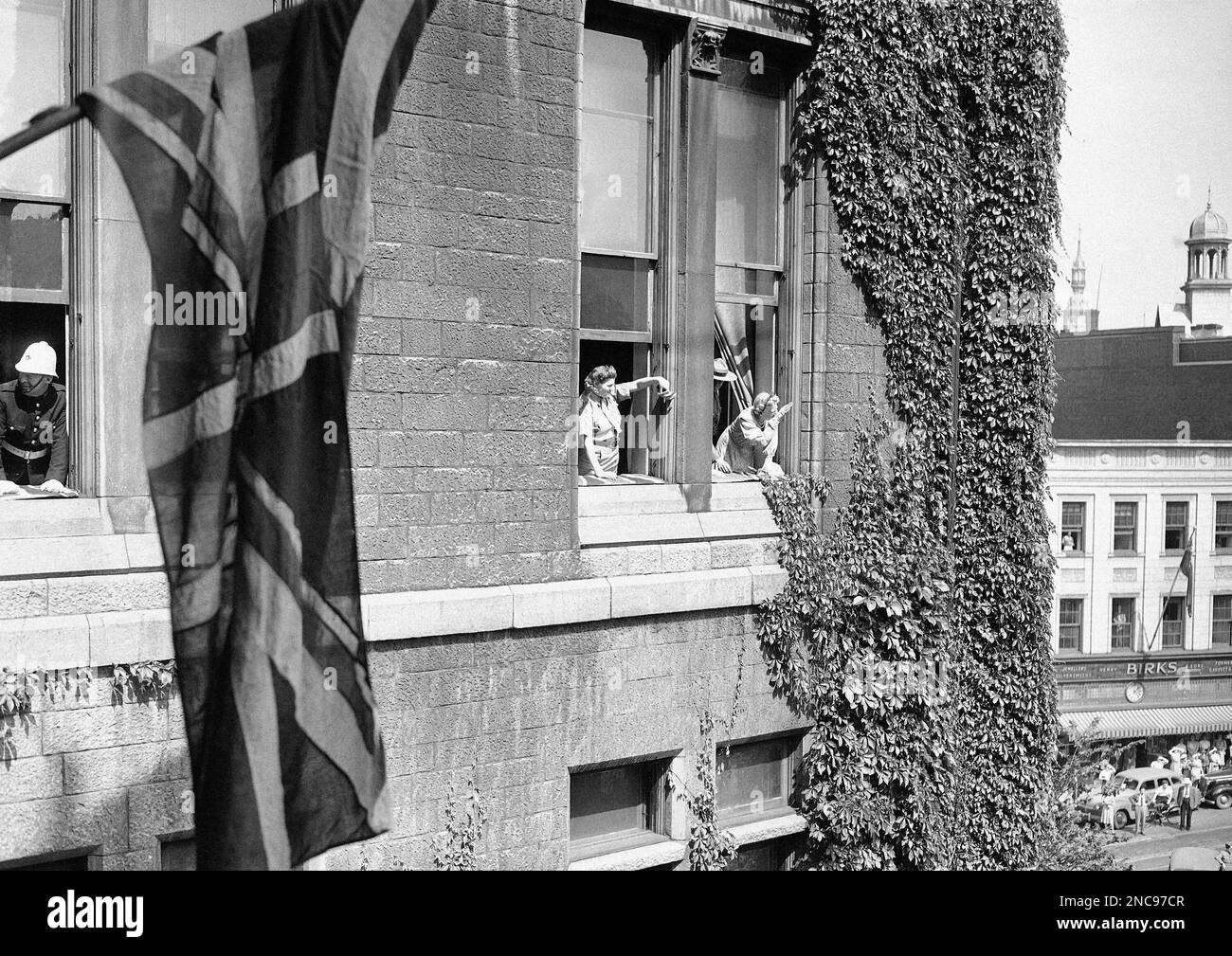Mrs. Clementine Churchill and Daughter Mary Churchill waving from ...