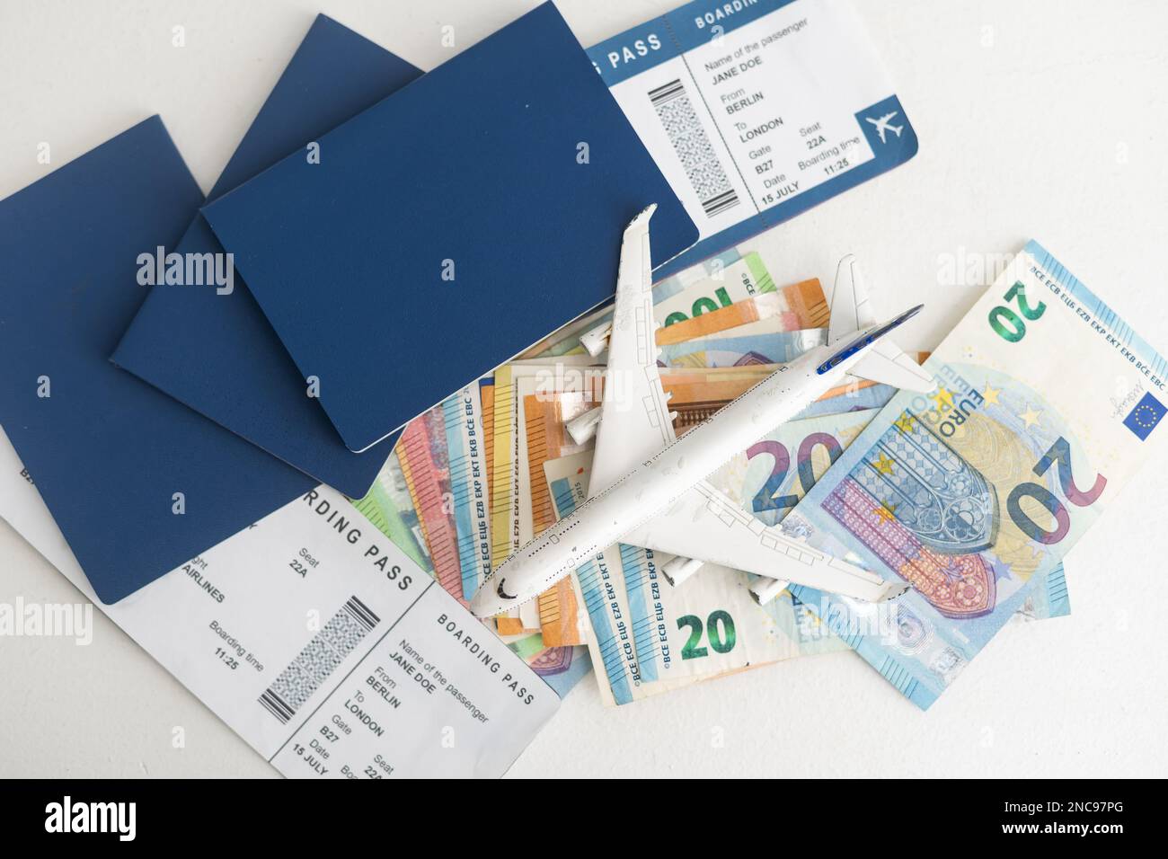 Airline tickets and documents on white background Stock Photo - Alamy