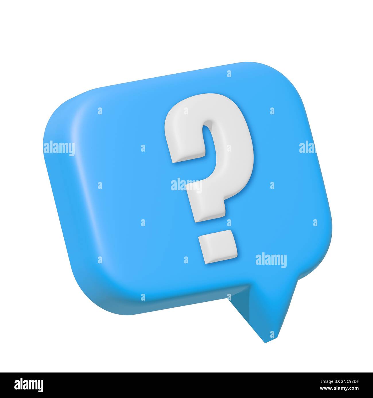3D Question mark speech bubble icon. Blue Message box with question ...