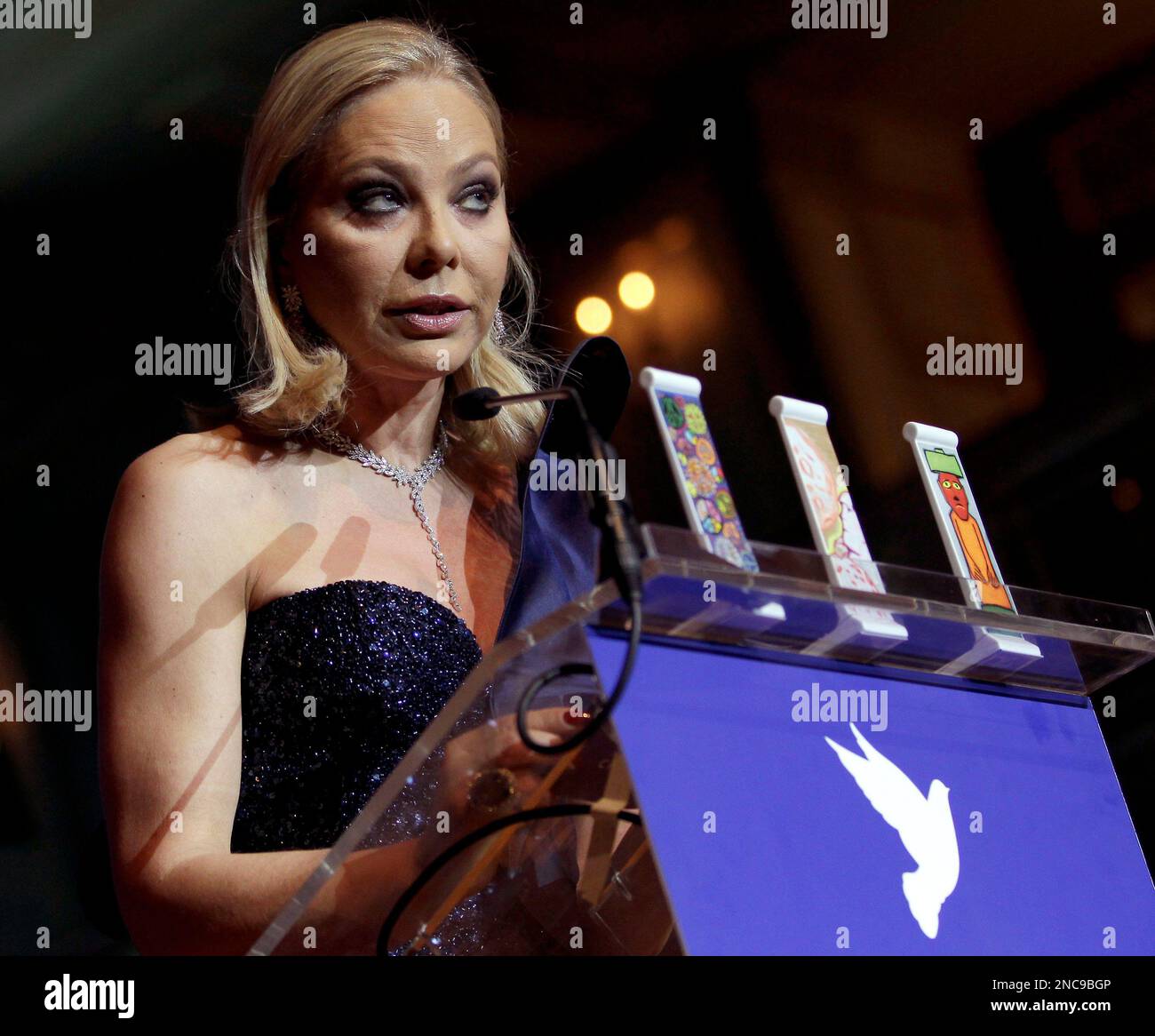 Italian actress Ornella Muti speaks during the Cinema For Peace gala at ...