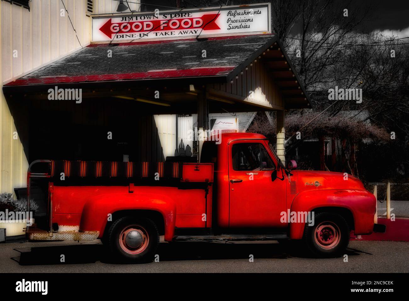 Red Truck Jimtown Store Stock Photo - Alamy