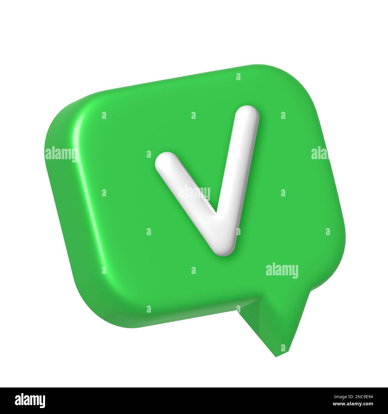 3d check mark icon on green speech bubble pin isolated on white background, 3D rendering Stock ...