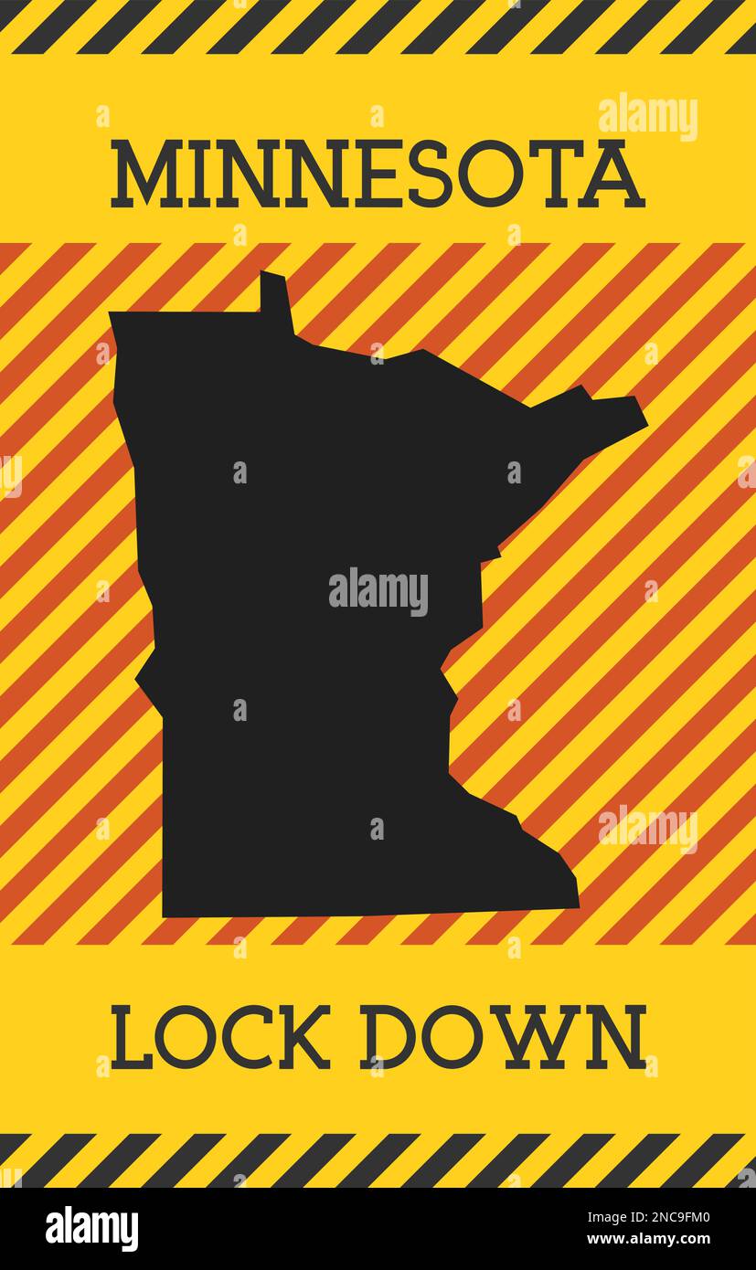 Minnesota Lock Down Sign. Yellow US state pandemic danger icon. Vector ...