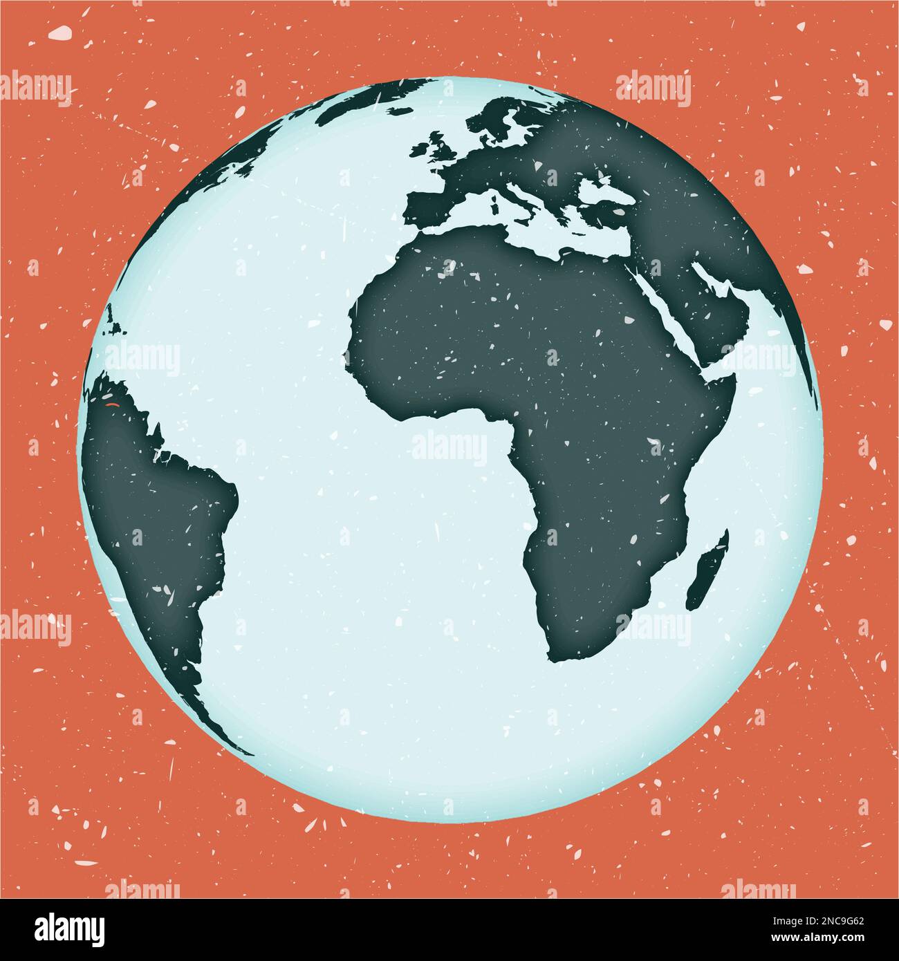 World Map Poster. Orthographic projection. Vintage World shape with ...